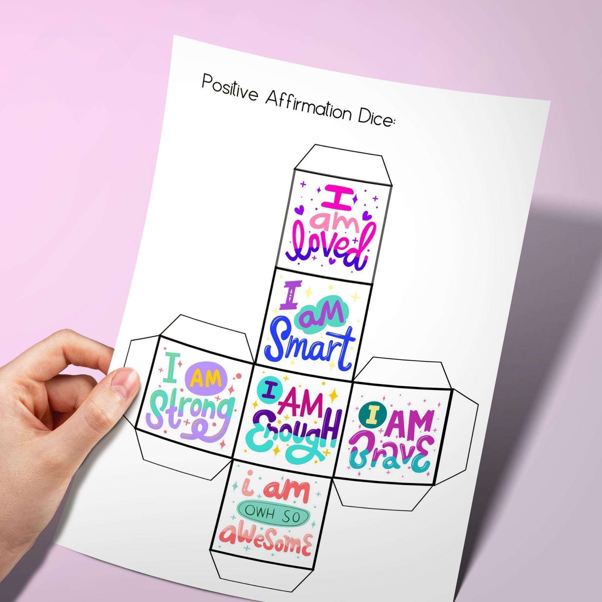 Printable Positive Affirmations Dice, Kids and Adults, Growth Mindset ...