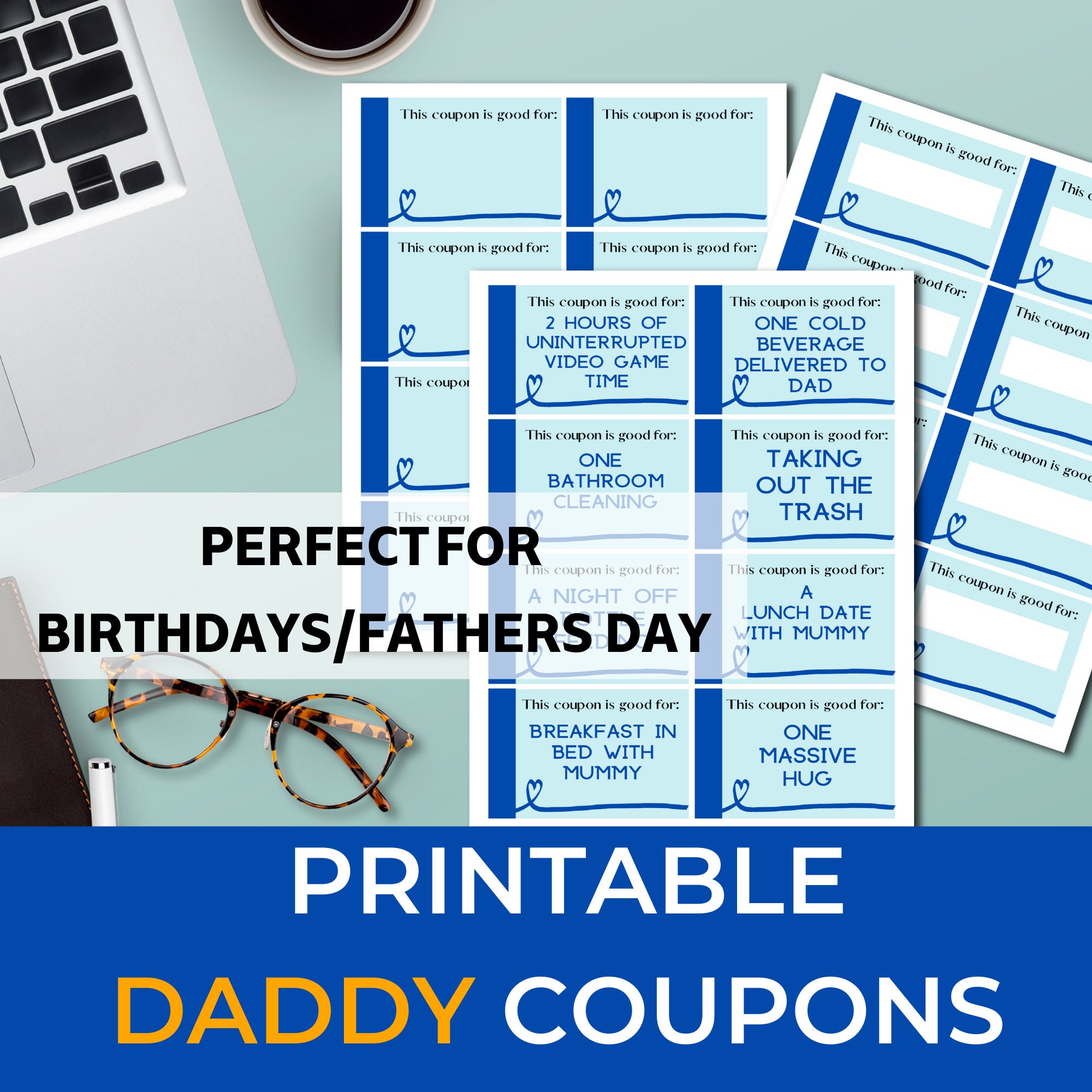 Printable Editable Coupons FOR DADDY, Printable Daddy Gifts, Printable ...
