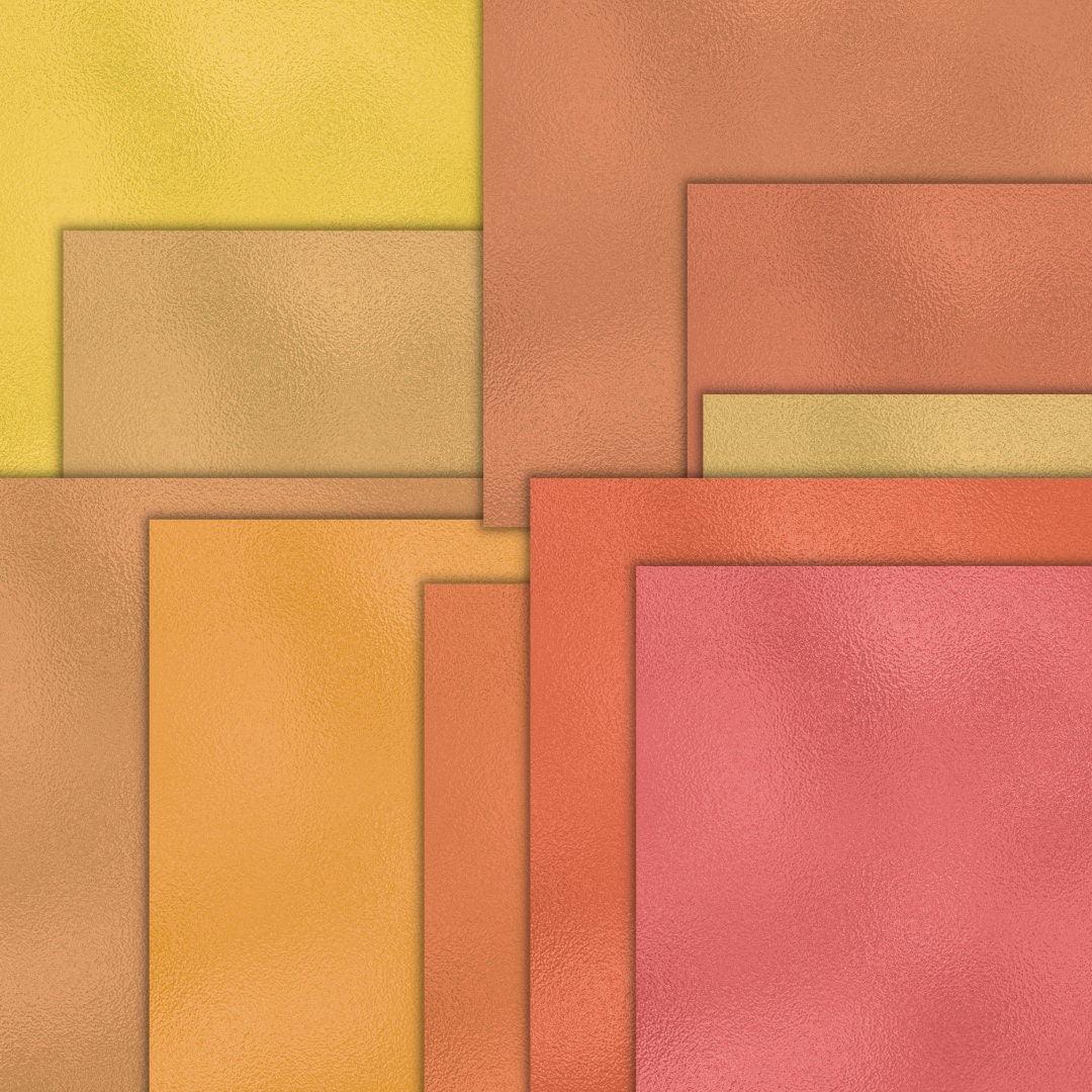 Orange Gold Foil Digital Printable Paper, Personal and Commercial Use ...