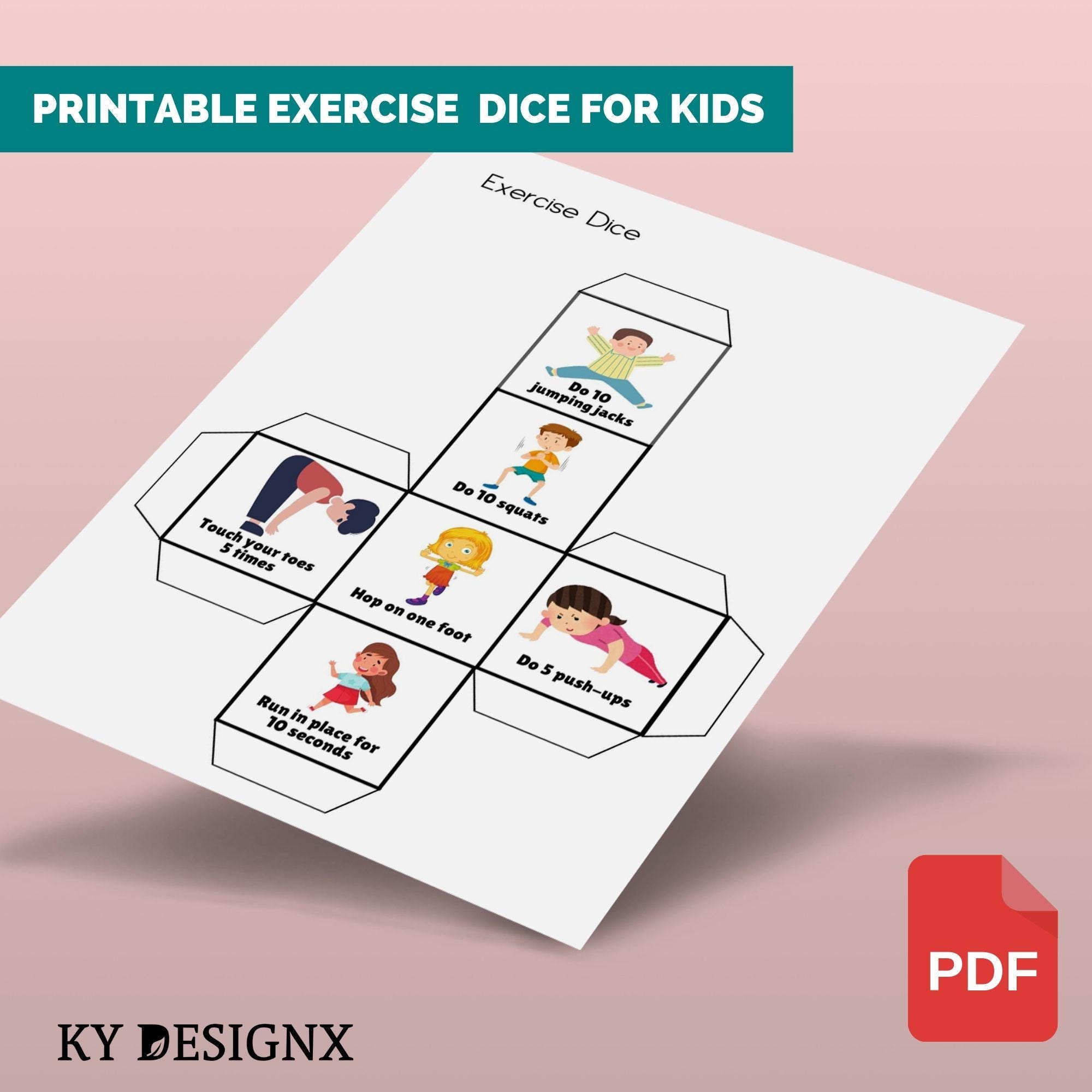 Printable Exercise Dice for Kids, Printable Fitness Dice, Fun Workout ...
