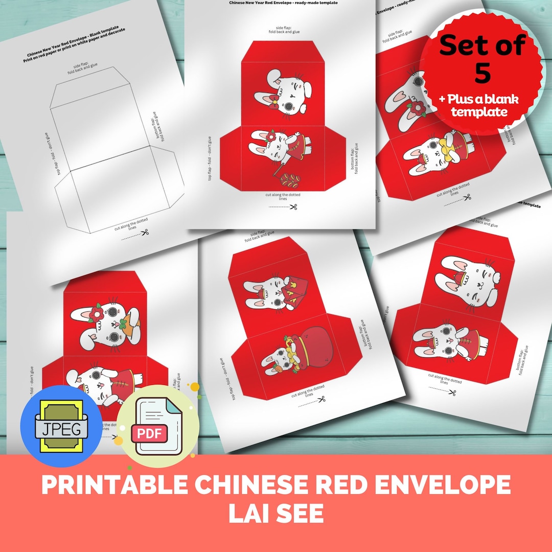 Printable Chinese RED Envelope,lai See, Chinese New Year Envelopes, DIY ...