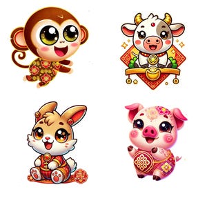 Chinese Zodiac, 12 Chinese Zodiac Clipart, Chinese New Year Clipart ...