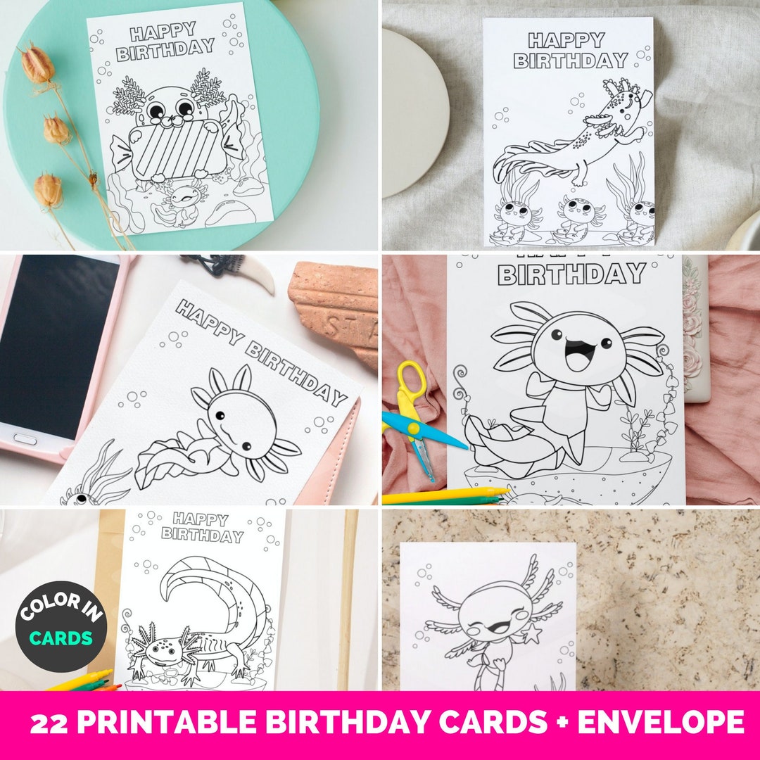 22 PRINTABLE Birthday Cards - Color in Birthday Cards for Children ...
