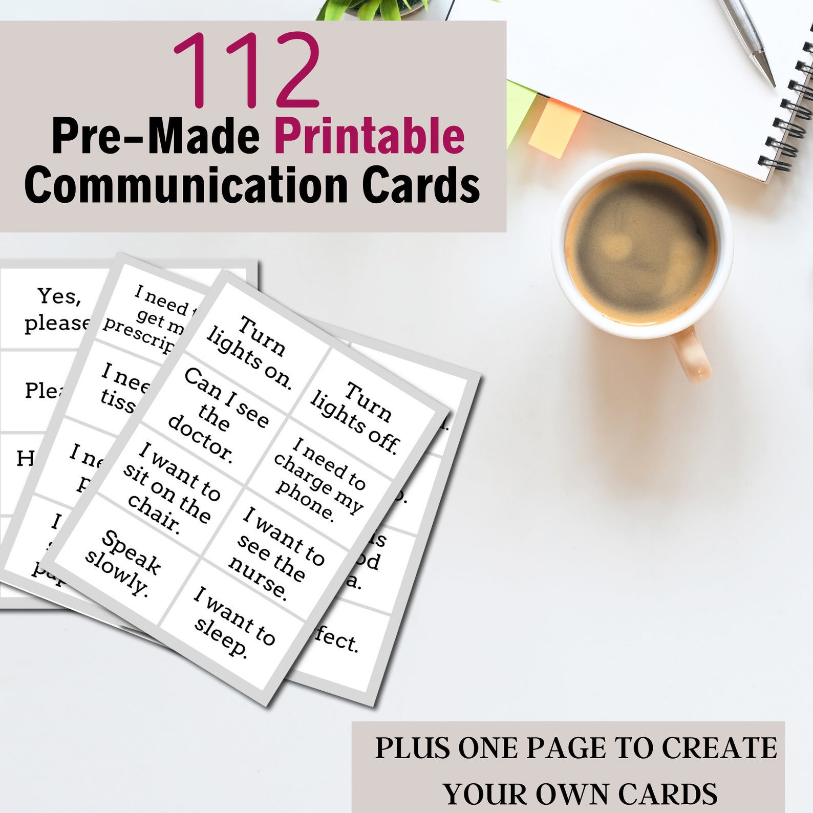 Printable Communication Cards, Non-verbal, Autism, Teens, Adults ...
