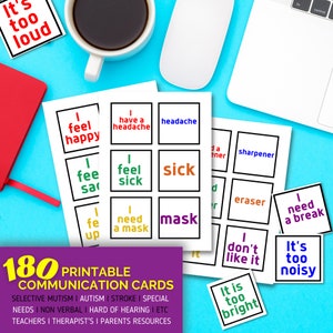 180 printable Communication Cards for Non-Verbal Autism | Etsy