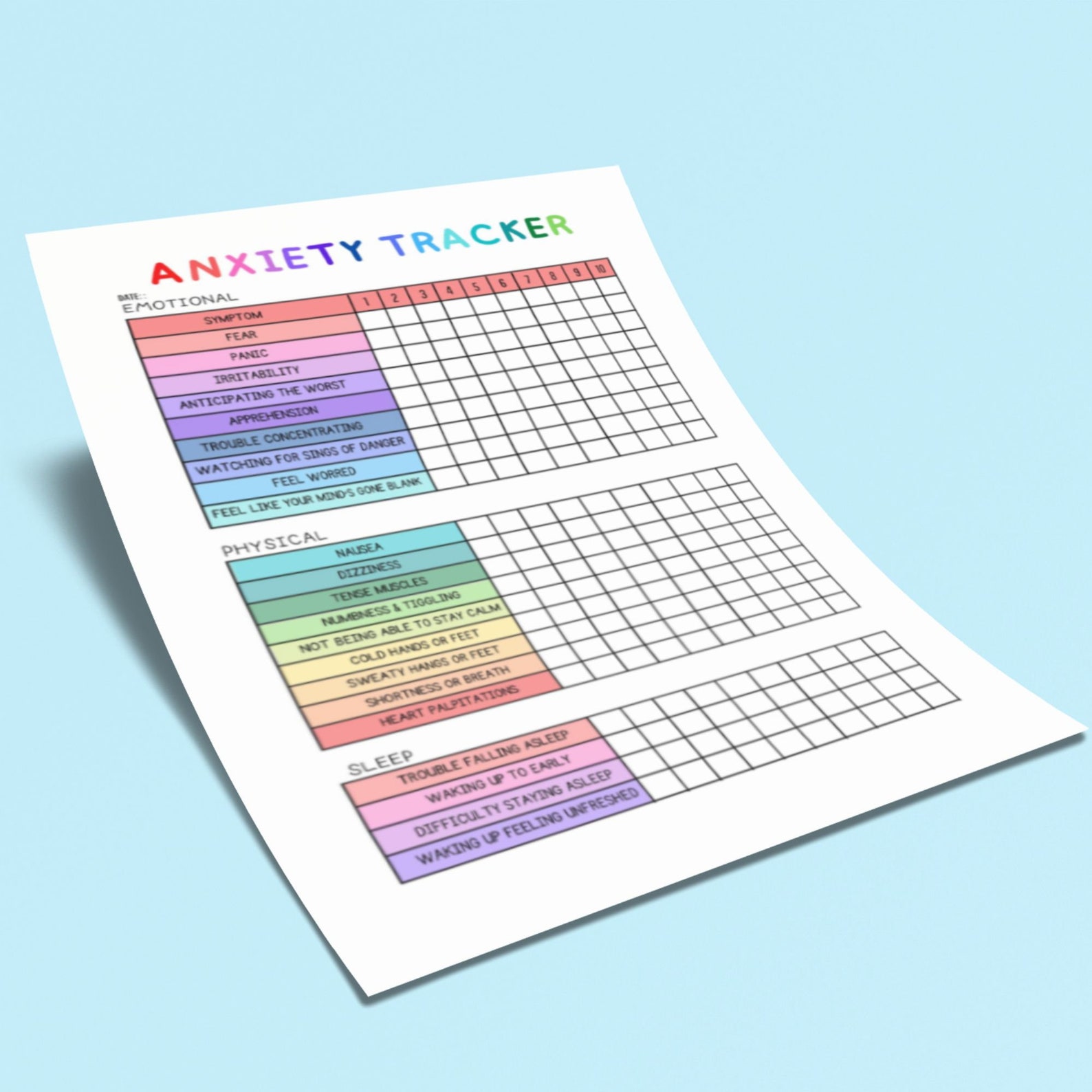 Printable Anxiety Tracker for Children, Anxiety Tracker, Anxiety ...