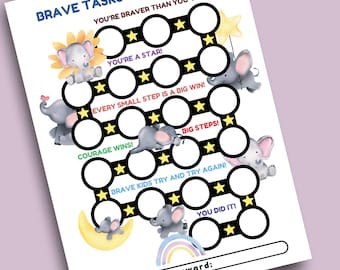 Printable Brave Tasks Reward Chart- Printable Reward Chart for Kids ...