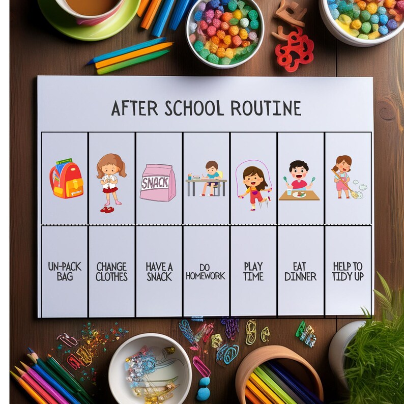 Kids Daily Routine Chart Printable – Morning, Evening, Chore Cards for ...