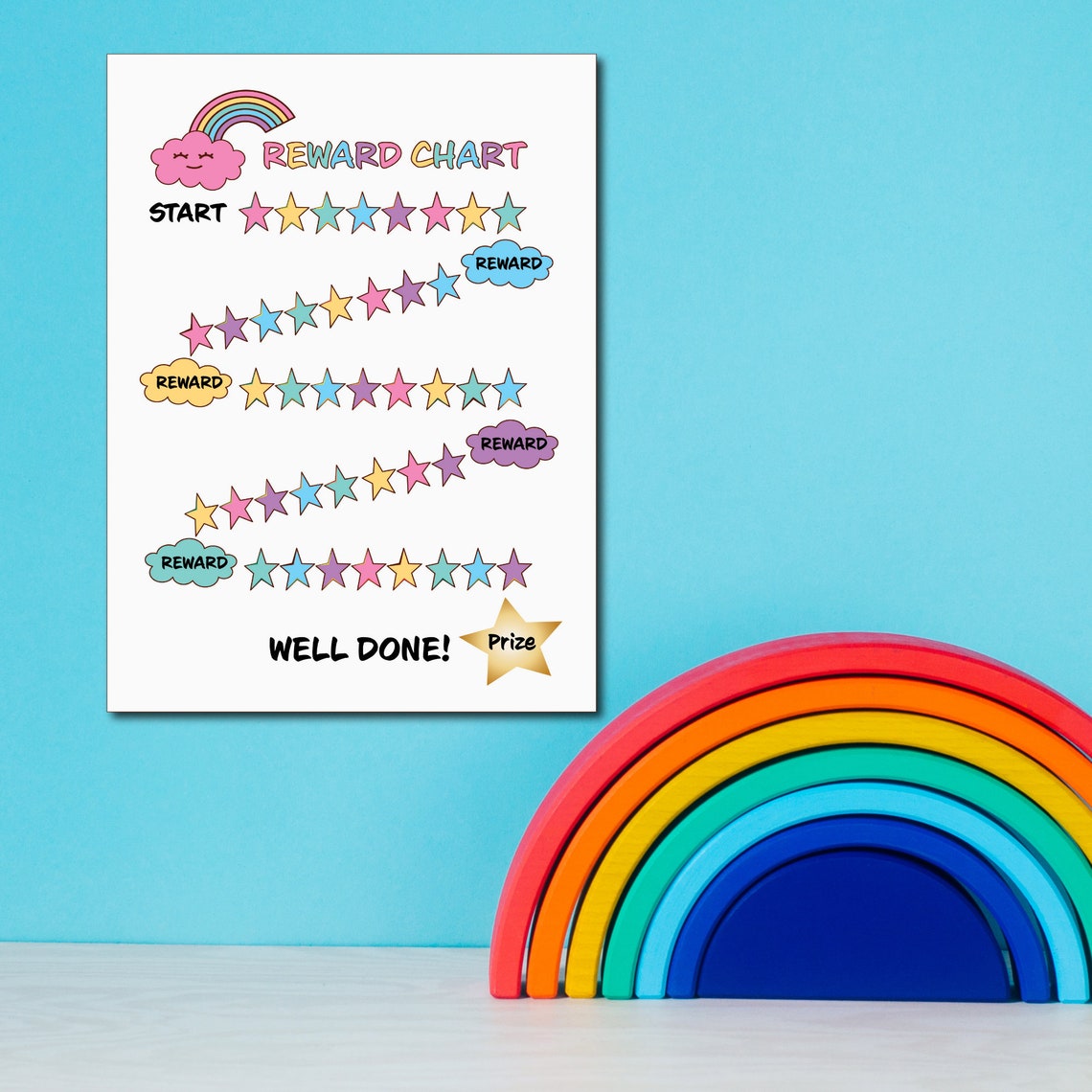 Printable Rainbow REWARD Chart, Selective Mutism, Anxiety, Brave, Teens ...