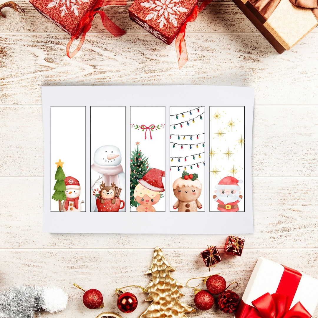 Christmas Printable Bookmarks, Cute Christmas Bookmarks , Unique ...