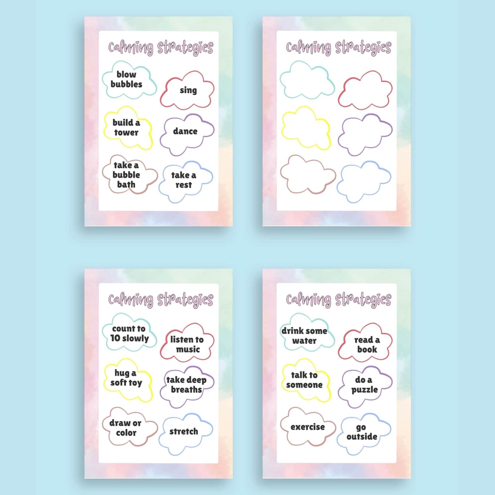 Printable Calming Strategies Poster Worksheet Kids Calm Down Corner ...