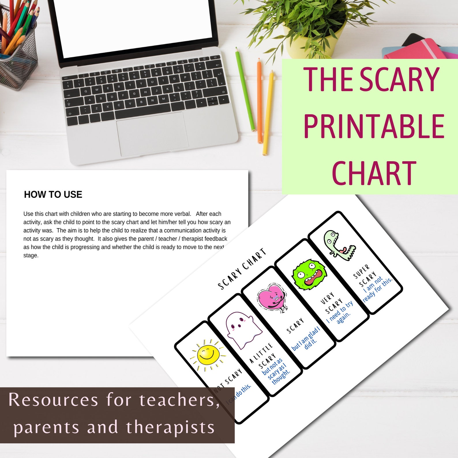 Printable SCARY Chart, Selective Mutism, Anxiety, Brave, Teens, Kids ...
