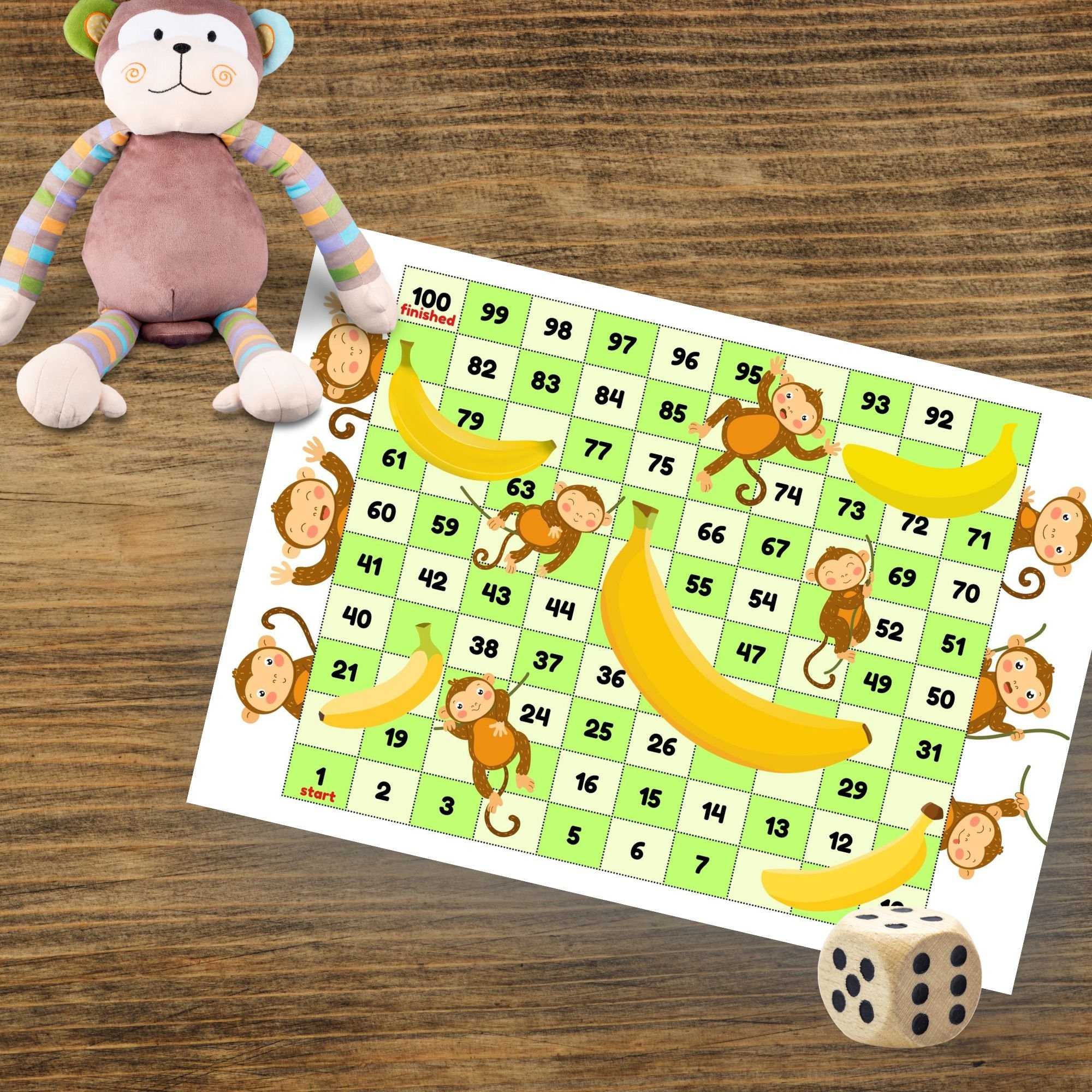 Monkeys and Bananas Printable Board Game, Family Board Game, KIDS Board ...