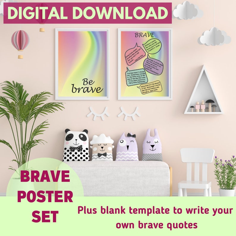 Printable Brave Poster, Brave Quotes, Brave Worksheets, Motivational ...