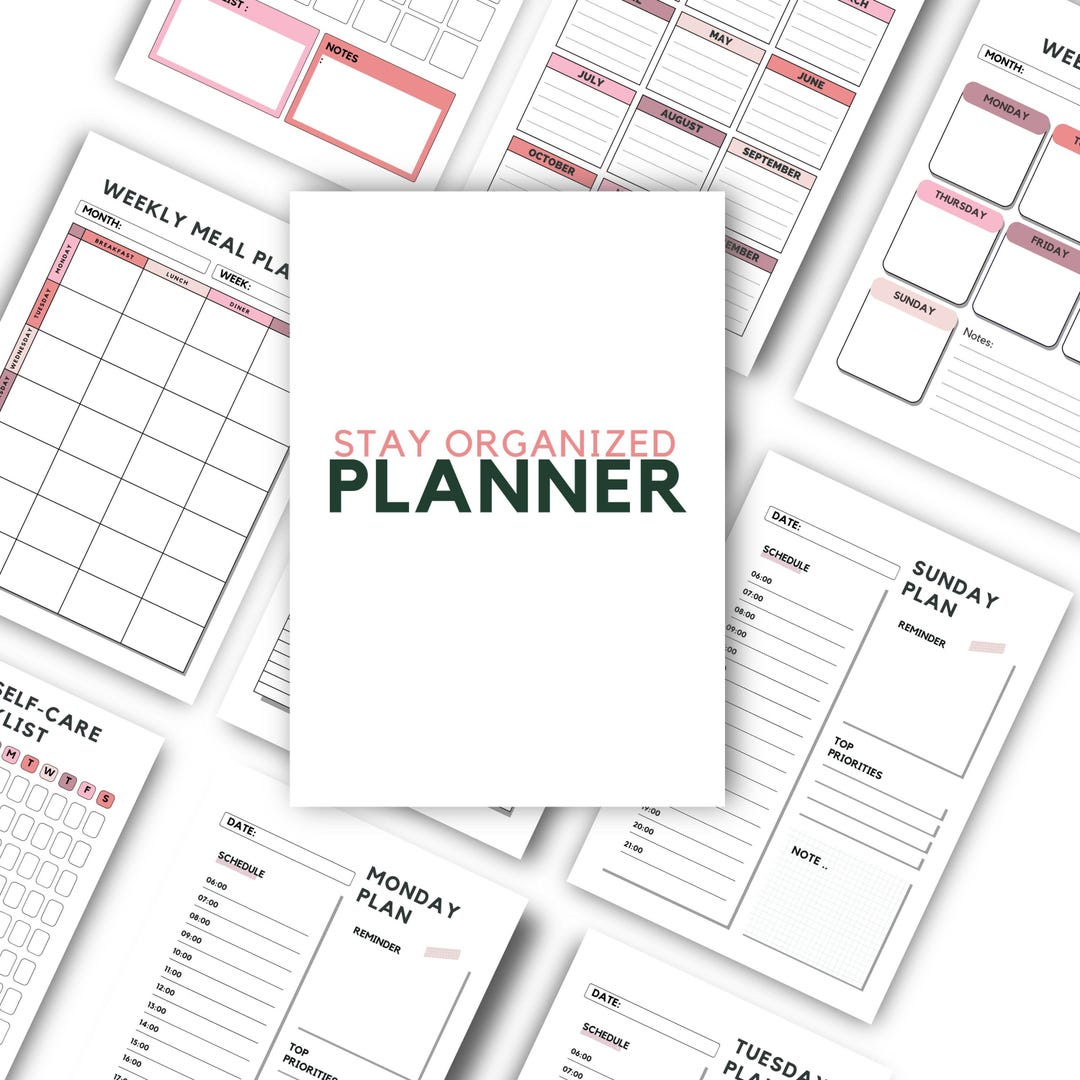 Printable PDF Planner Stay Organized. Monthly Goals, Weekly Schedules ...