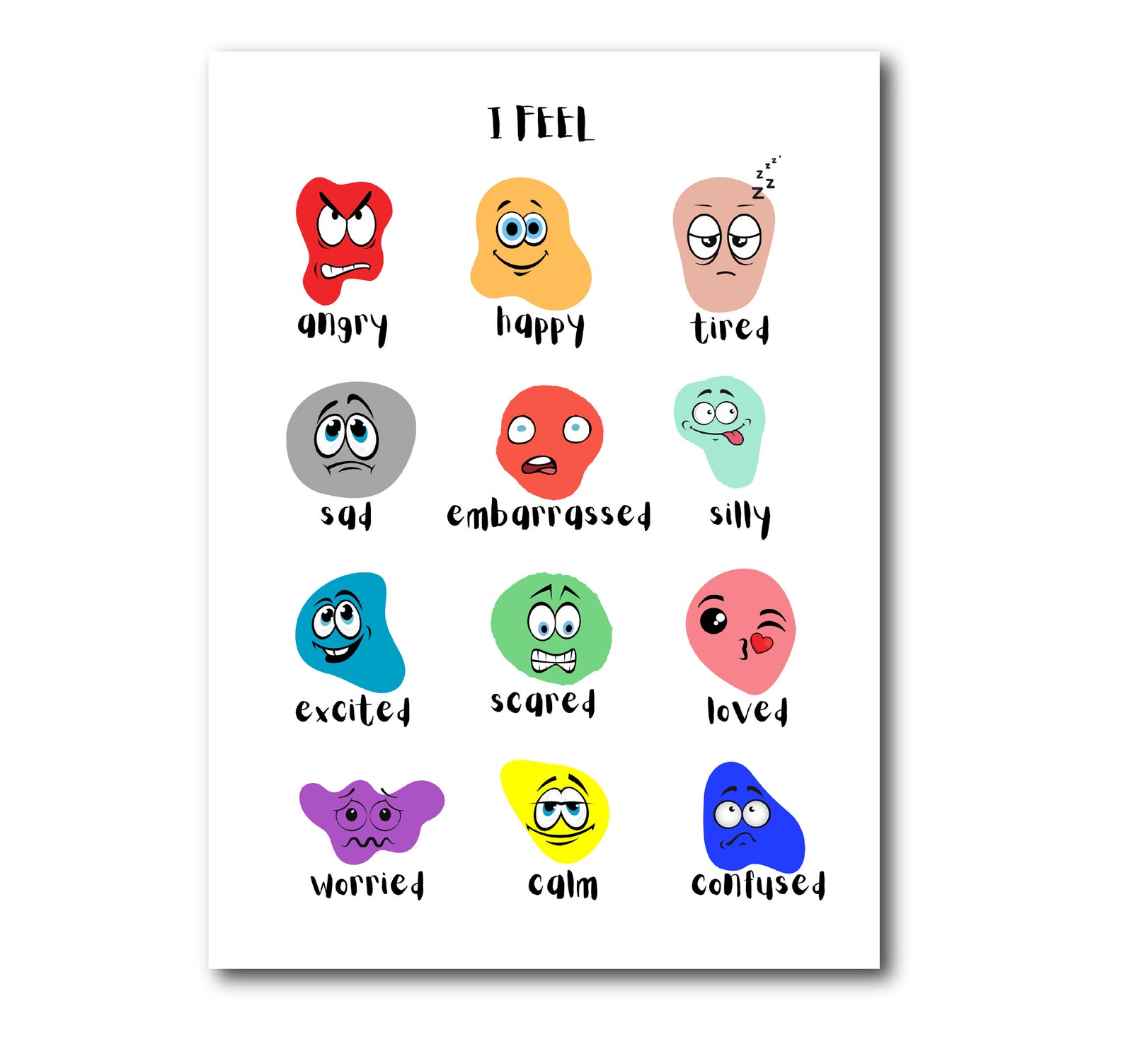 Printable Feelings Flashcards, Feelings Worksheet, Educational ...