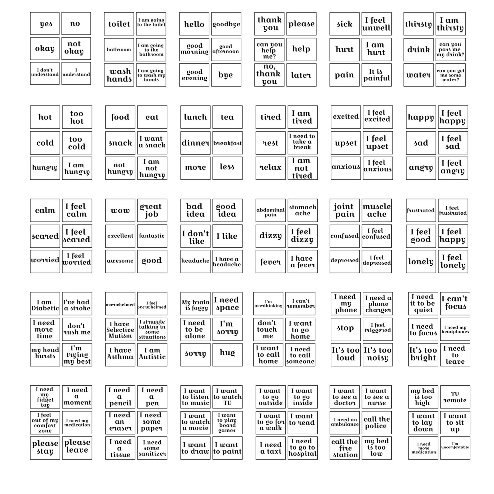 177 Editable Printable Communication Cards for Non-verbal, Autism ...