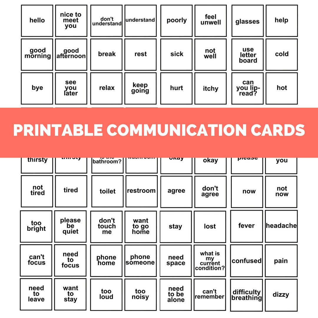 Printablenon-verbal Communication Cards -patient Communication Aids ...