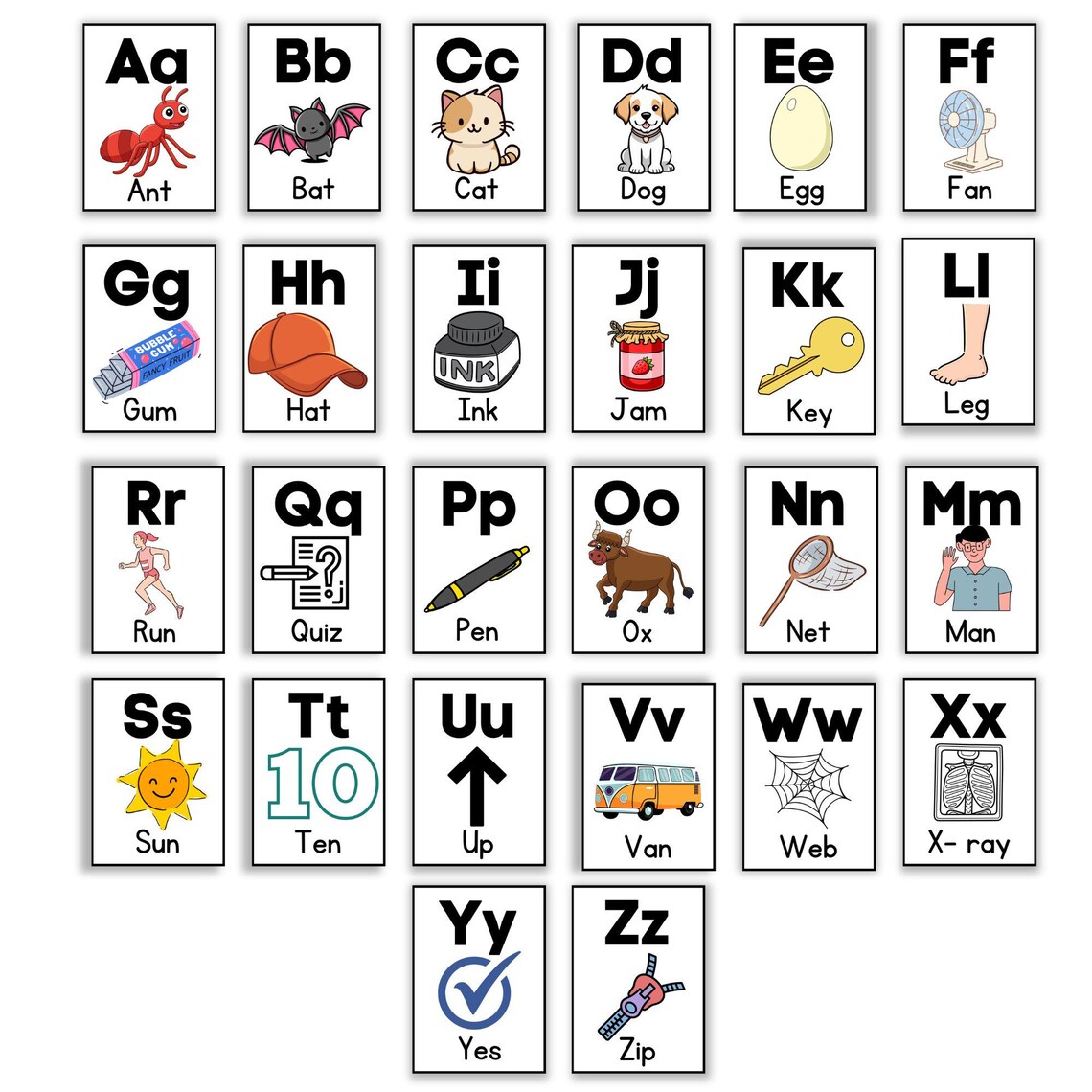 Printable Phonics Alphabet Poster and Phonics Flash Cards Set for ...