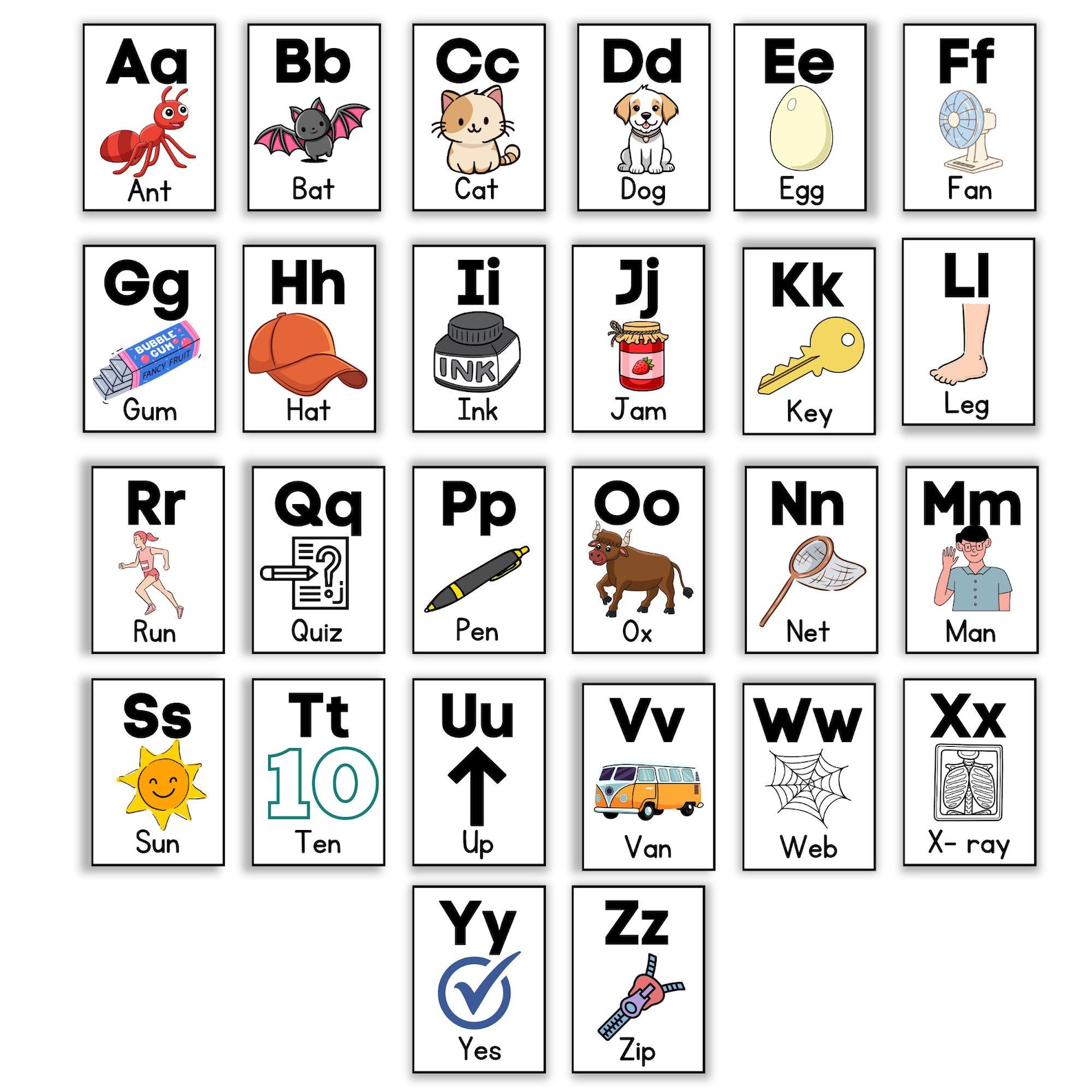 Printable Phonics Alphabet Poster and Phonics Flash Cards Set for ...