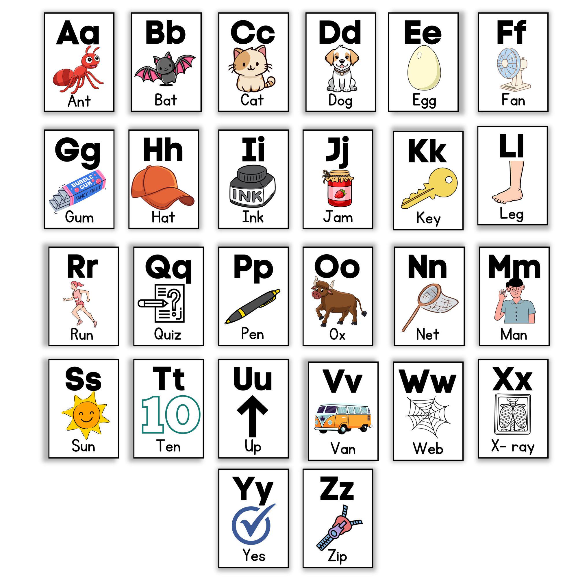 Printable Phonics Alphabet Poster and Phonics Flash Cards Set for ...