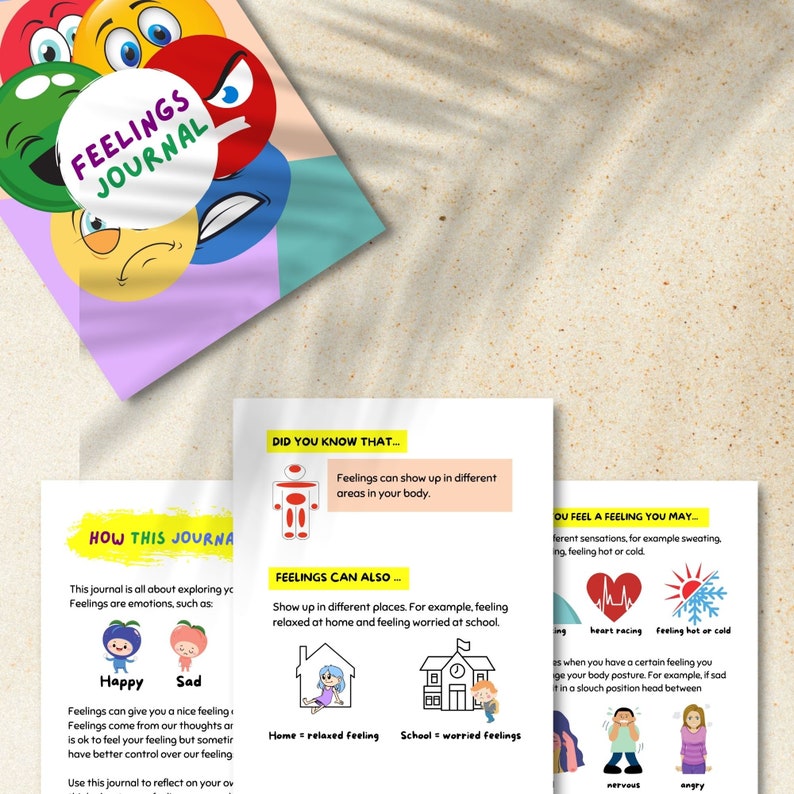 40 Pages Printable Feelings Journal for Children, Affirmation Cards ...