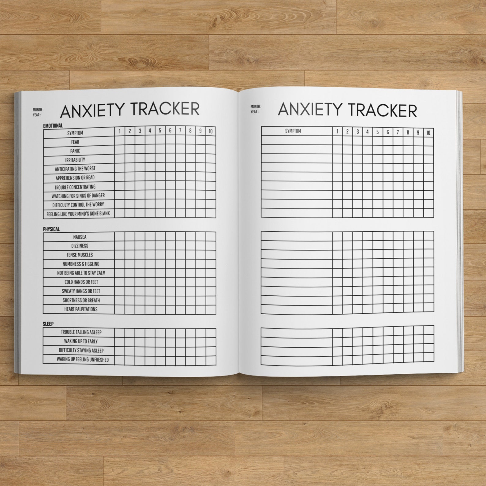 Anxiety and Mood Symptom Tracker, Anxiety Journal, Anxiety Log, Anxiety ...