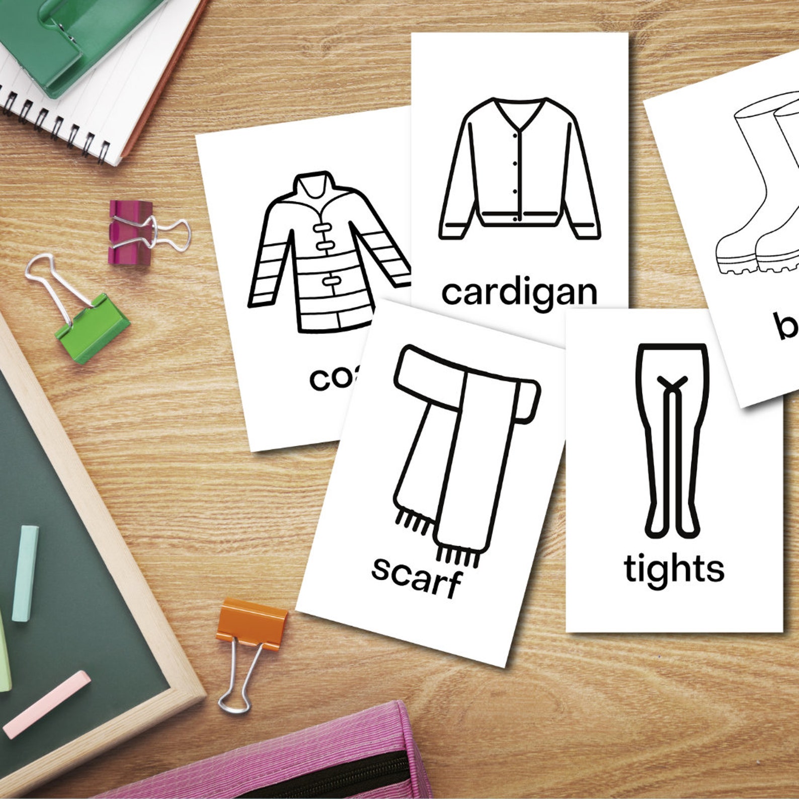 Printable clothing flashcards printable clothing coloring - Etsy España