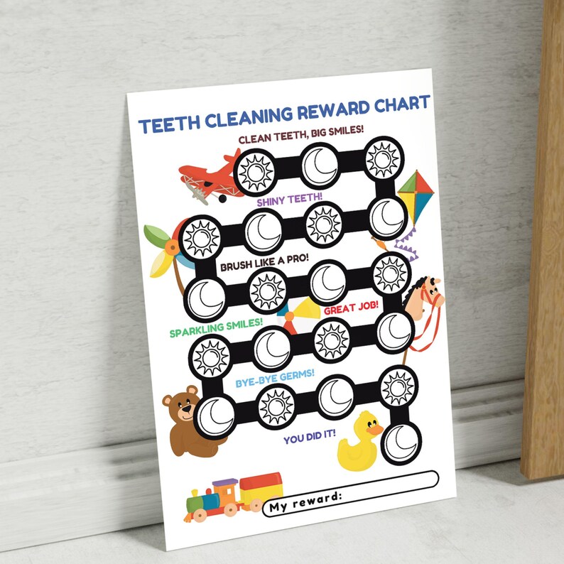 Printable Teeth Cleaning Reward Chart for Kids - Kids Reward System ...