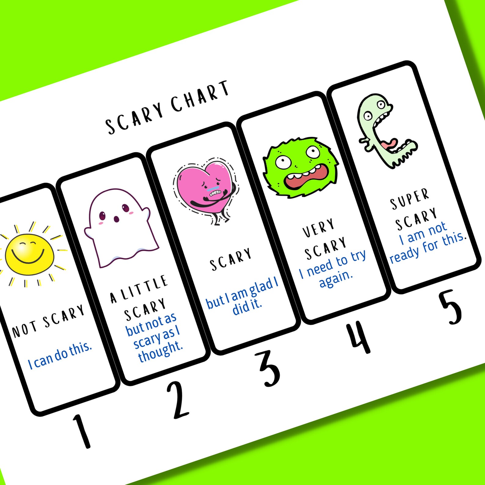 Printable SCARY Chart, Selective Mutism, PRINTABLE Anxiety Chart ...