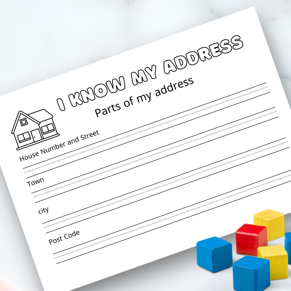 Printable I Know My Address, Address Worksheet, Postcode, Homeschooling ...