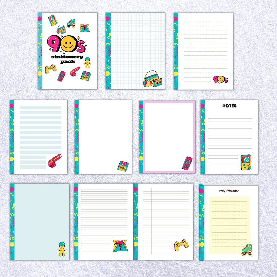 90s Nostalgia Stationary Paper. Printable Writing Stationery ...