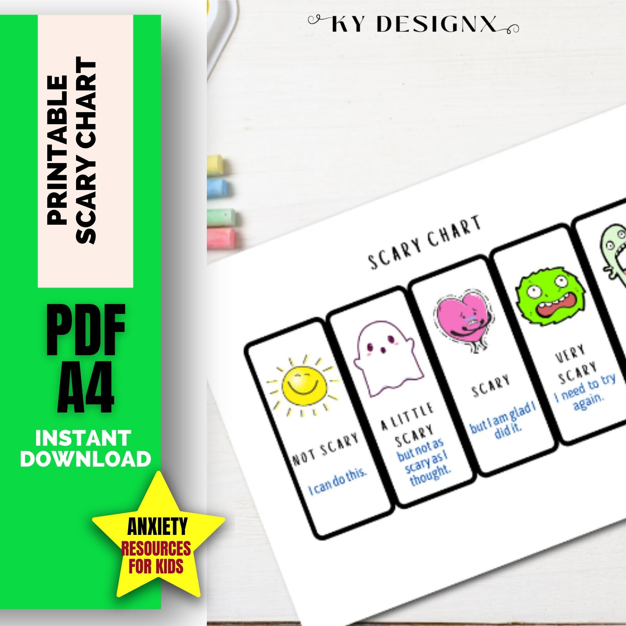 Printable SCARY Chart, Selective Mutism, Anxiety, Brave, Teens, Kids ...