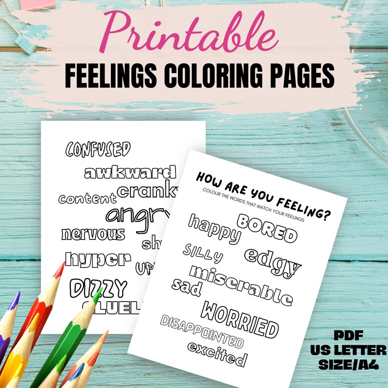 Printable FEELINGS WORKSHEET Feelings Coloring Page | Etsy