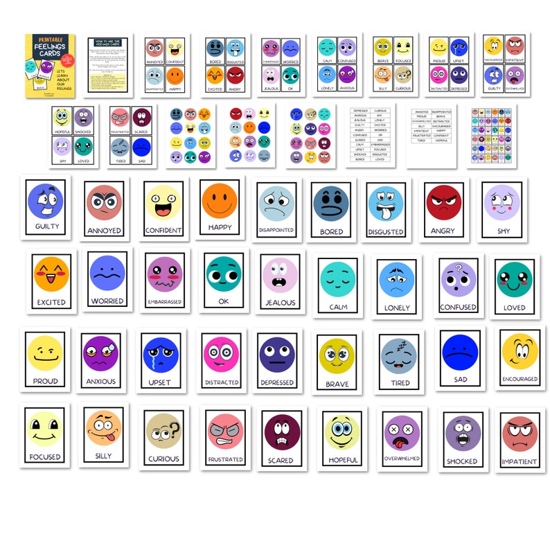 Printable FEELINGS Cards , Feelings Flashcards, Selective Mutism ...