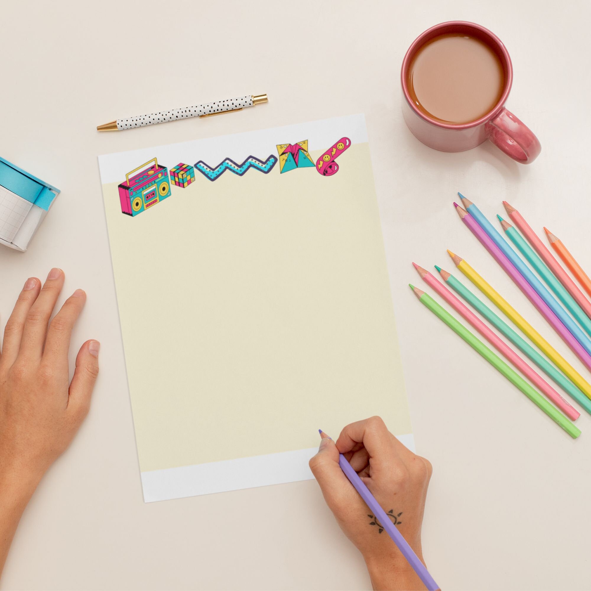 90s Nostalgia Stationary Paper. Printable Writing Stationery ...