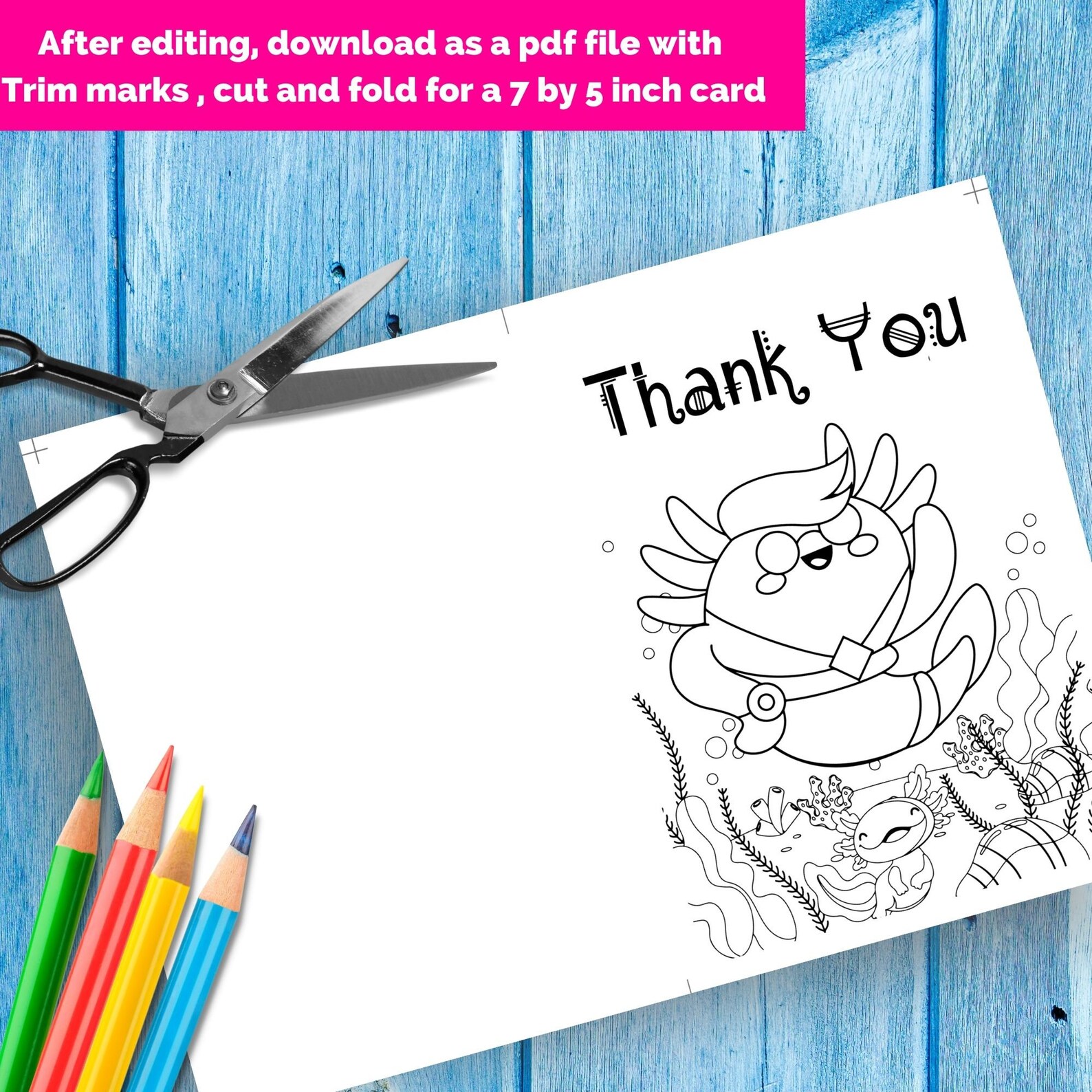 22 Printable and Editable Color in Axolotl Greeting Cards - Editable ...