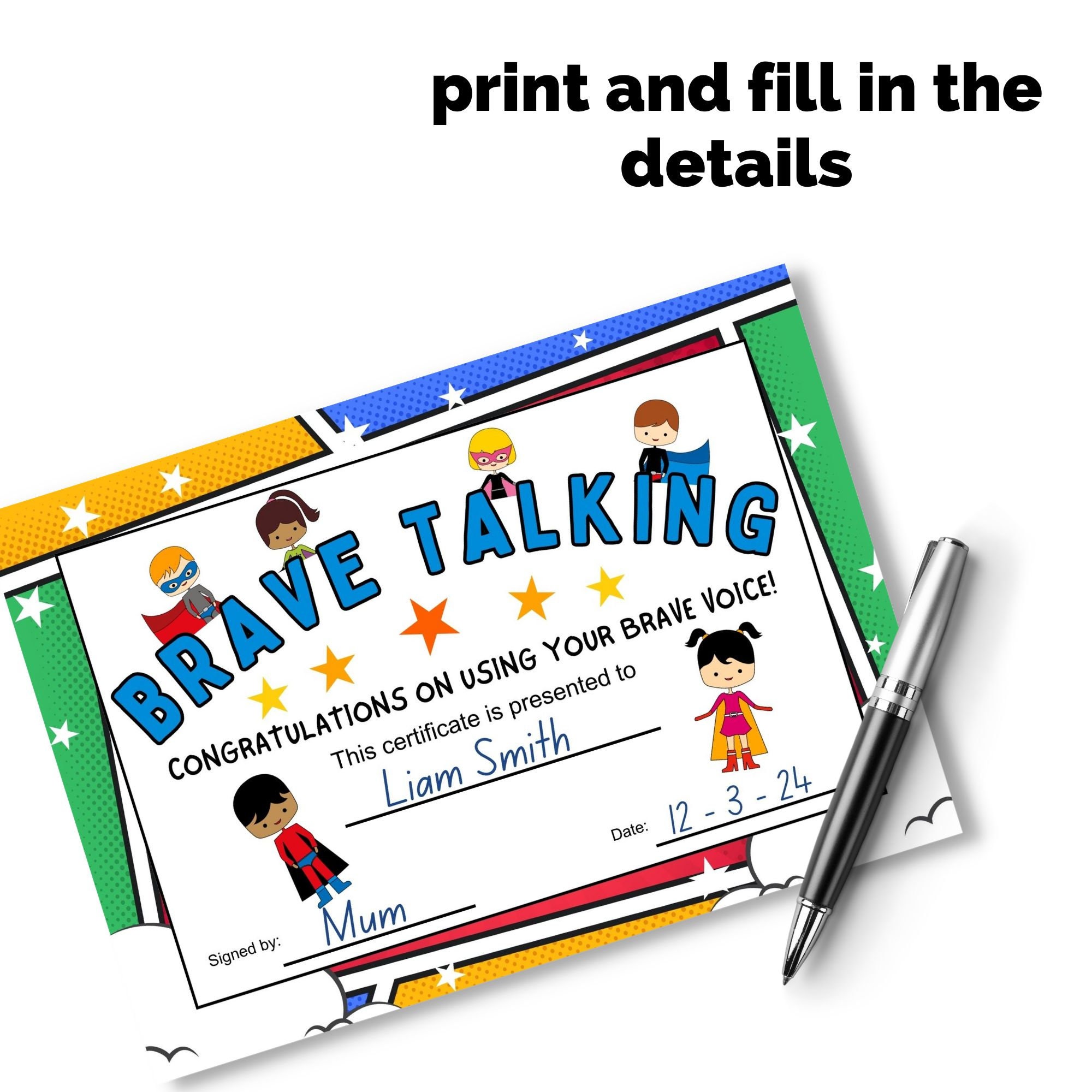 PDF Brave Talking Printable Certificate - Selective Mutism - Confident ...