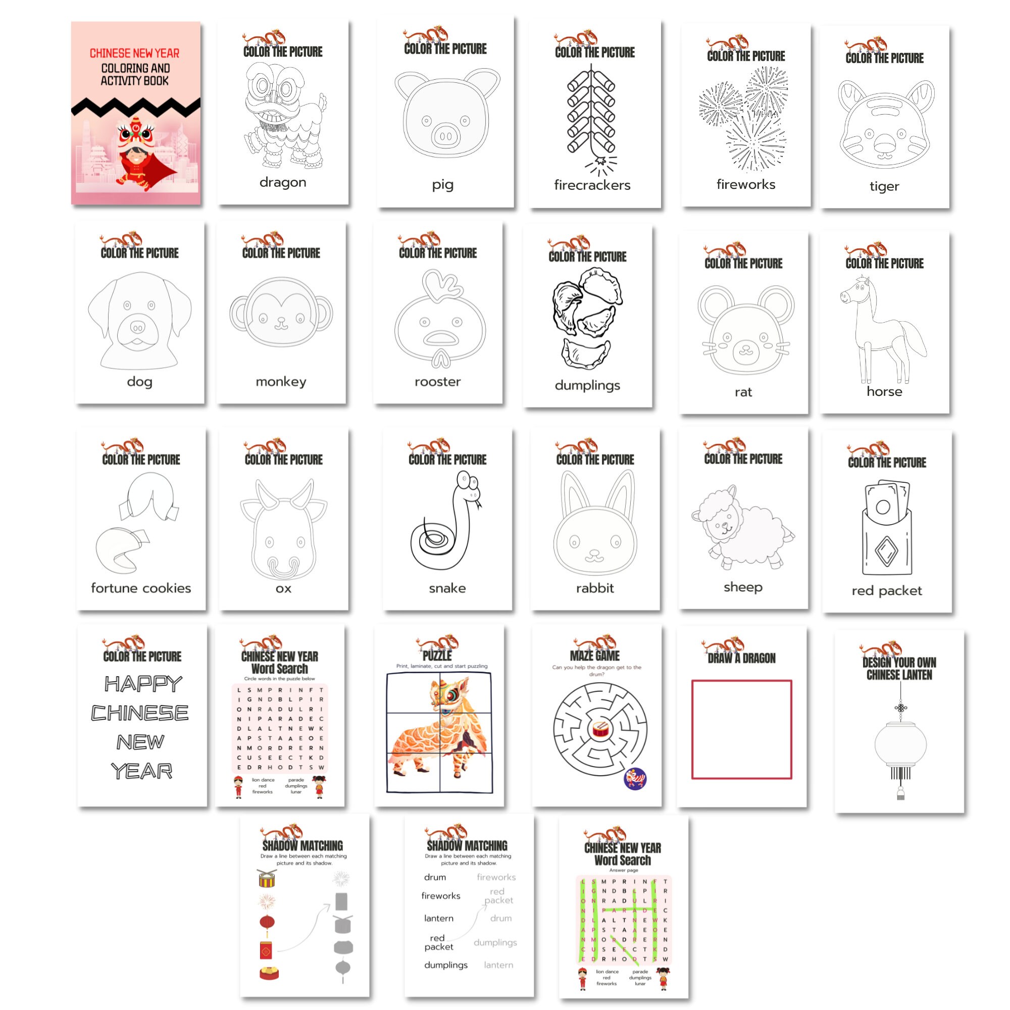 Printable CHINESE New Year Workbook for Children, Chinese New Year ...