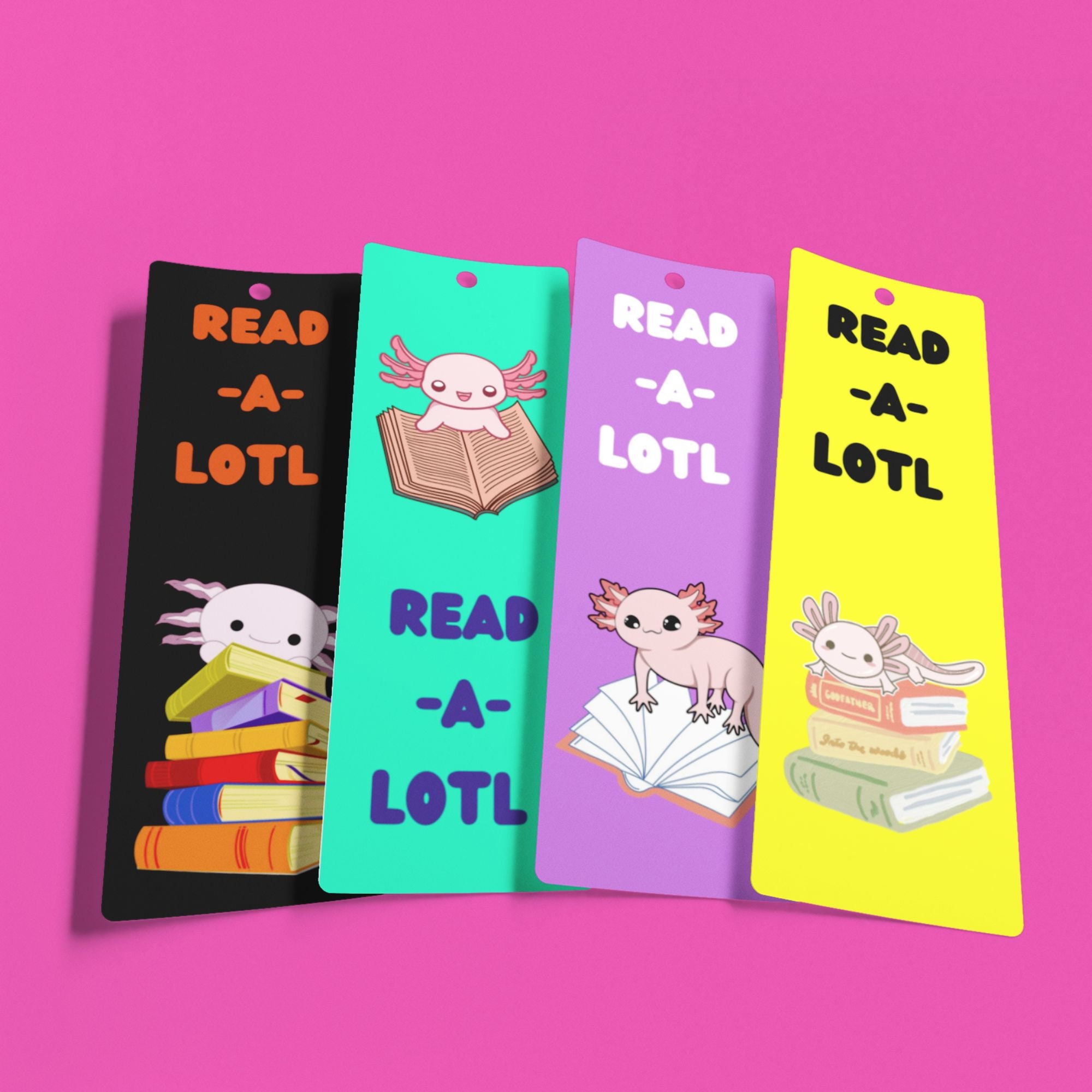 Axolotl Printable Bookmarks for Kids, , Kawaii Japanese Chibi Axolotl ...