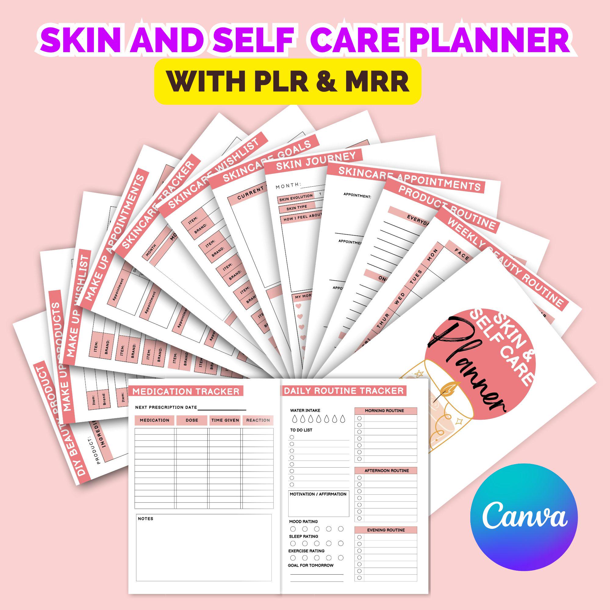 Skin Self-care Planner Canva Templates PLR MRR Passive Income, Private ...