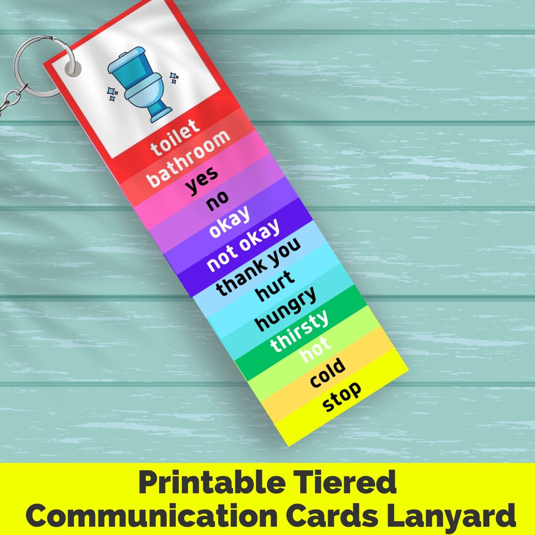 Printable Tiered Communication Cards Lanyard for Non-verbal, Autism ...