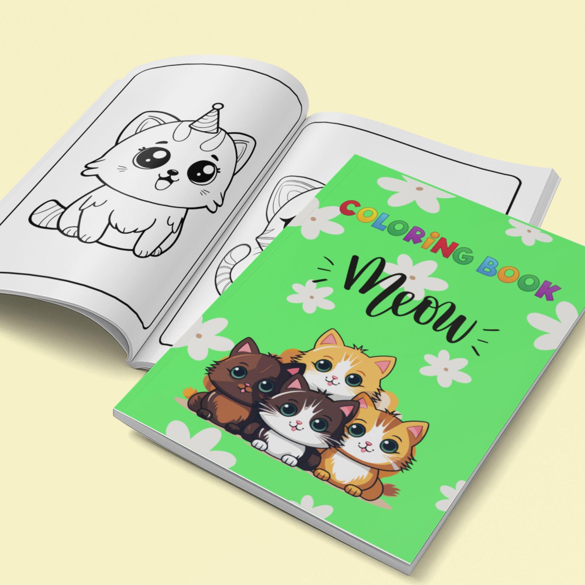Printable Cat Coloring Book, Meow Coloring Pages, Colouring, Kids ...