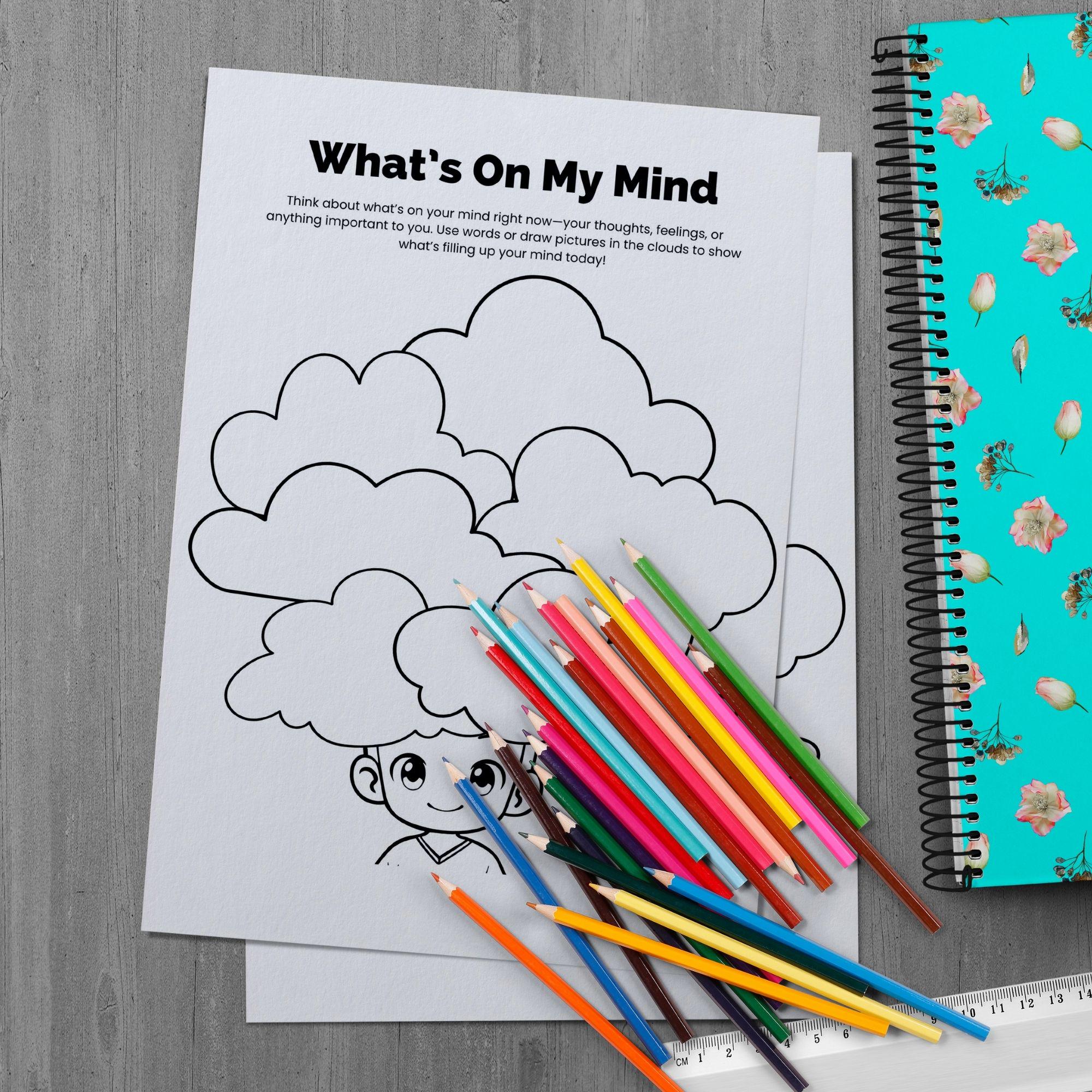 Printable What's on My Mind Worksheets, Art Therapy, Therapeutic Art ...