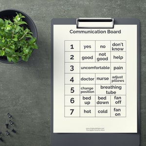 Printable ICU Patient Communication Boards for Ventilator Users / None ...