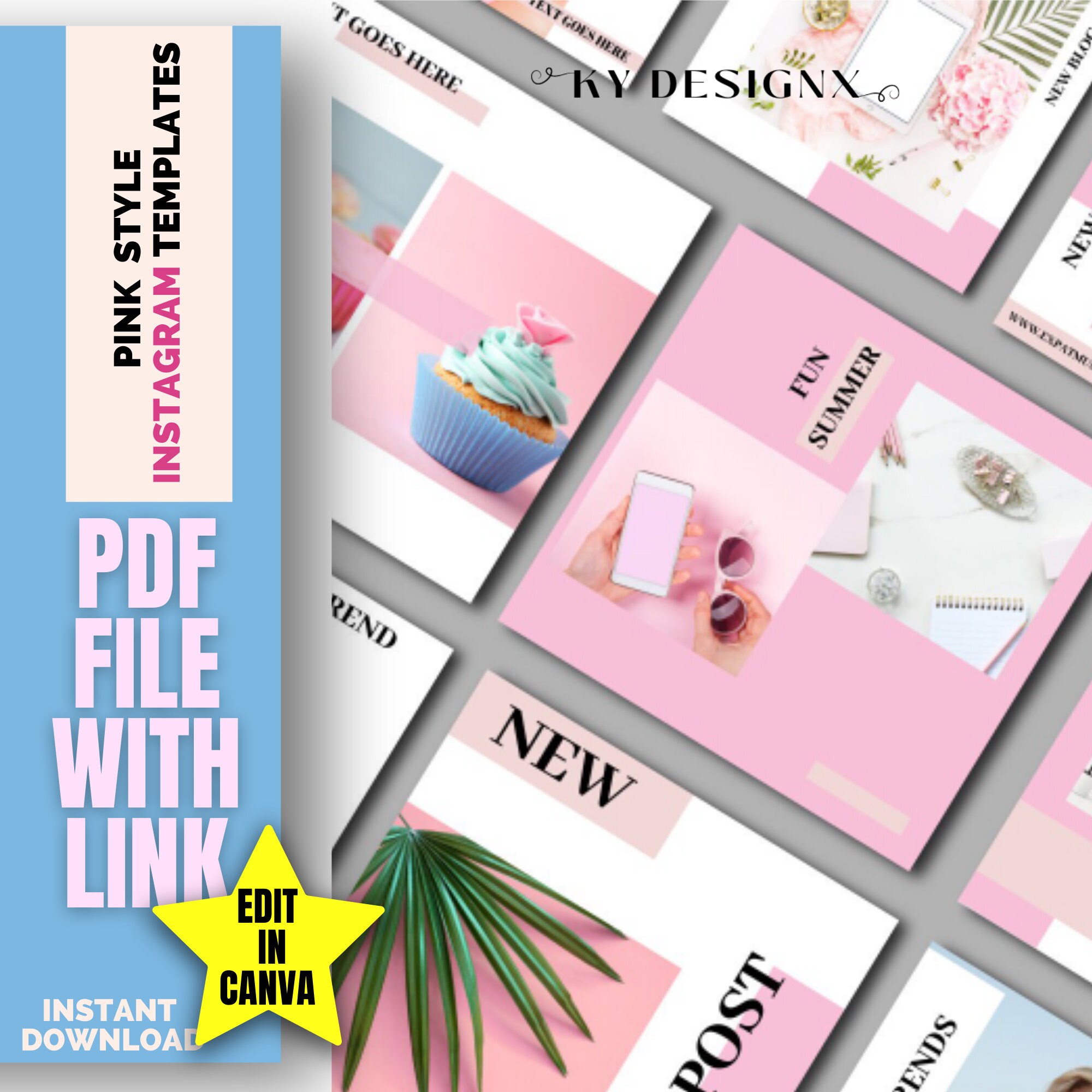 Editable INSTAGRAM Templates, PINK, Feminine Instagram Posts, Editable ...
