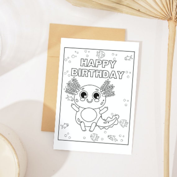Color Axolotl BIRTHDAY CARD Printable Card Printable Axolotl - Etsy