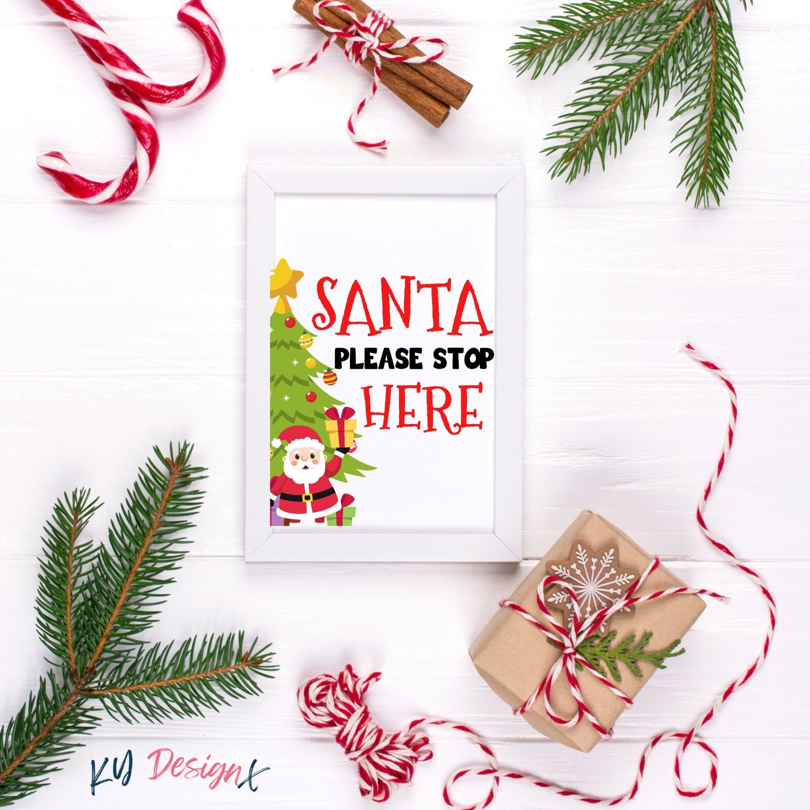 Customize Printabe Santa Stop Here, Editable Sant Stop Here Sign Corji ...