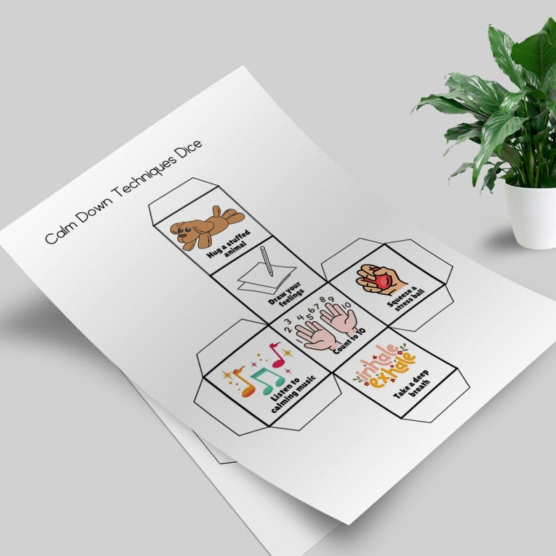 Printable Calm Down Cube Dice for Kids, Stress Relief Dice for Kids ...