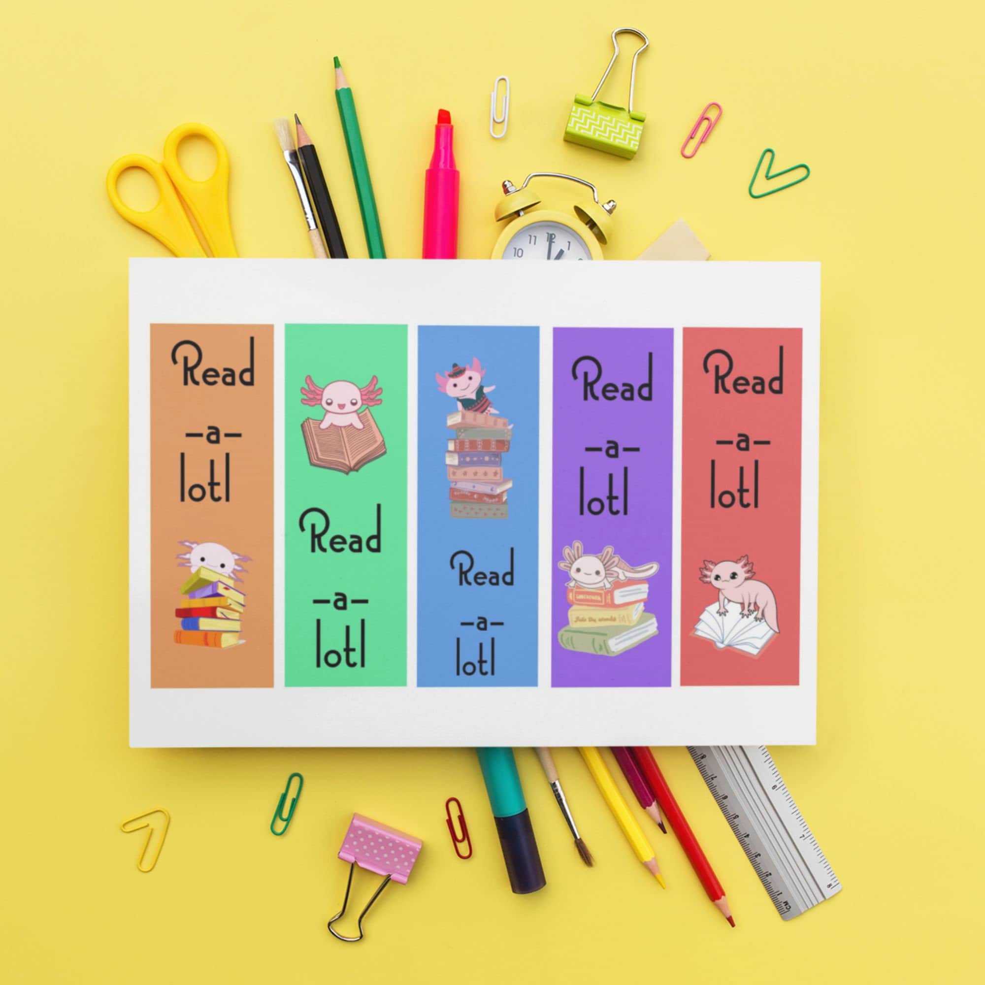 Editable Axolotl Printable Bookmarks, KIDS Printable Bookmarks, Kawaii ...